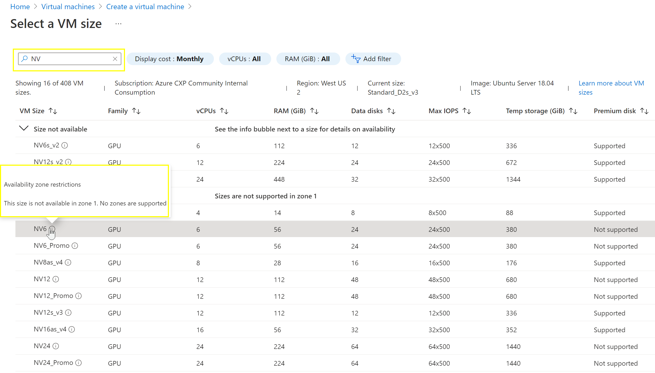 Certain VM sizes not available for subscription - Microsoft Q&A