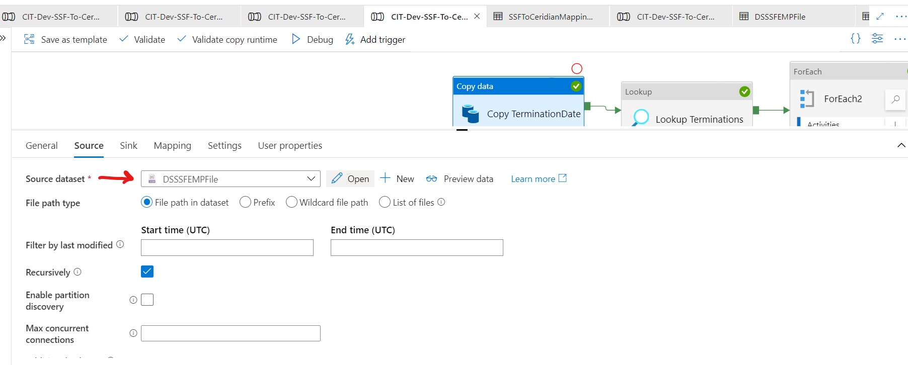 ADF Passing a filename to use as a DS in an Execute pipeline ...