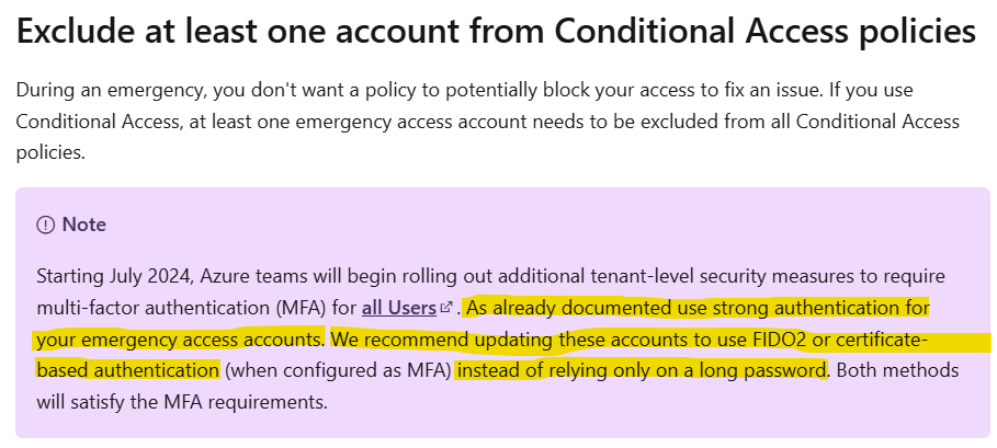 break glass account + FIDO2 key and with SSPR enabled - Microsoft Q&A