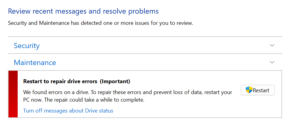 Windows 11 scanning and repairing C: on every start up but doesn't execute - Microsoft Q&A
