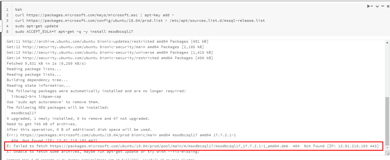Pyodbc Install Error In Azure Databricks File Not Found Error