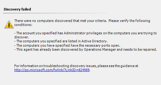 SCOM 2019 dicovery failed - Microsoft Q&A