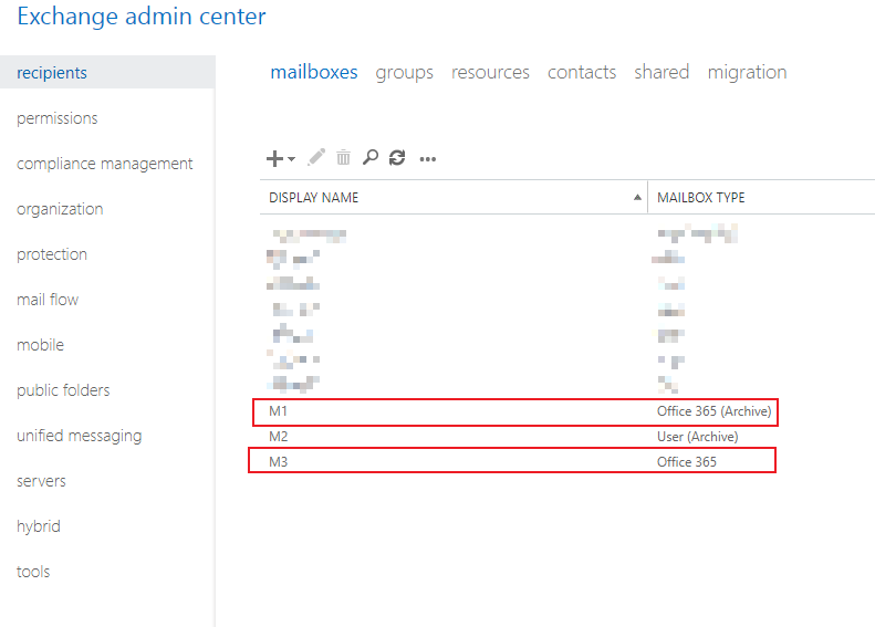 EO E3: on-prem mailboxes & archives migrated; HostedPending as ...