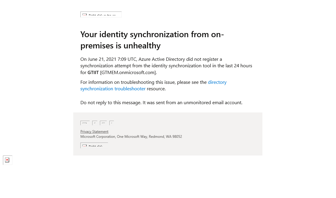 Your identity synchronization from on-premises is unhealthy - Microsoft Q&A
