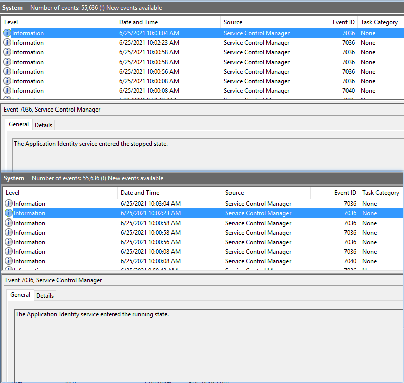 Event for stopping the Application Identity service? - Microsoft Q&A