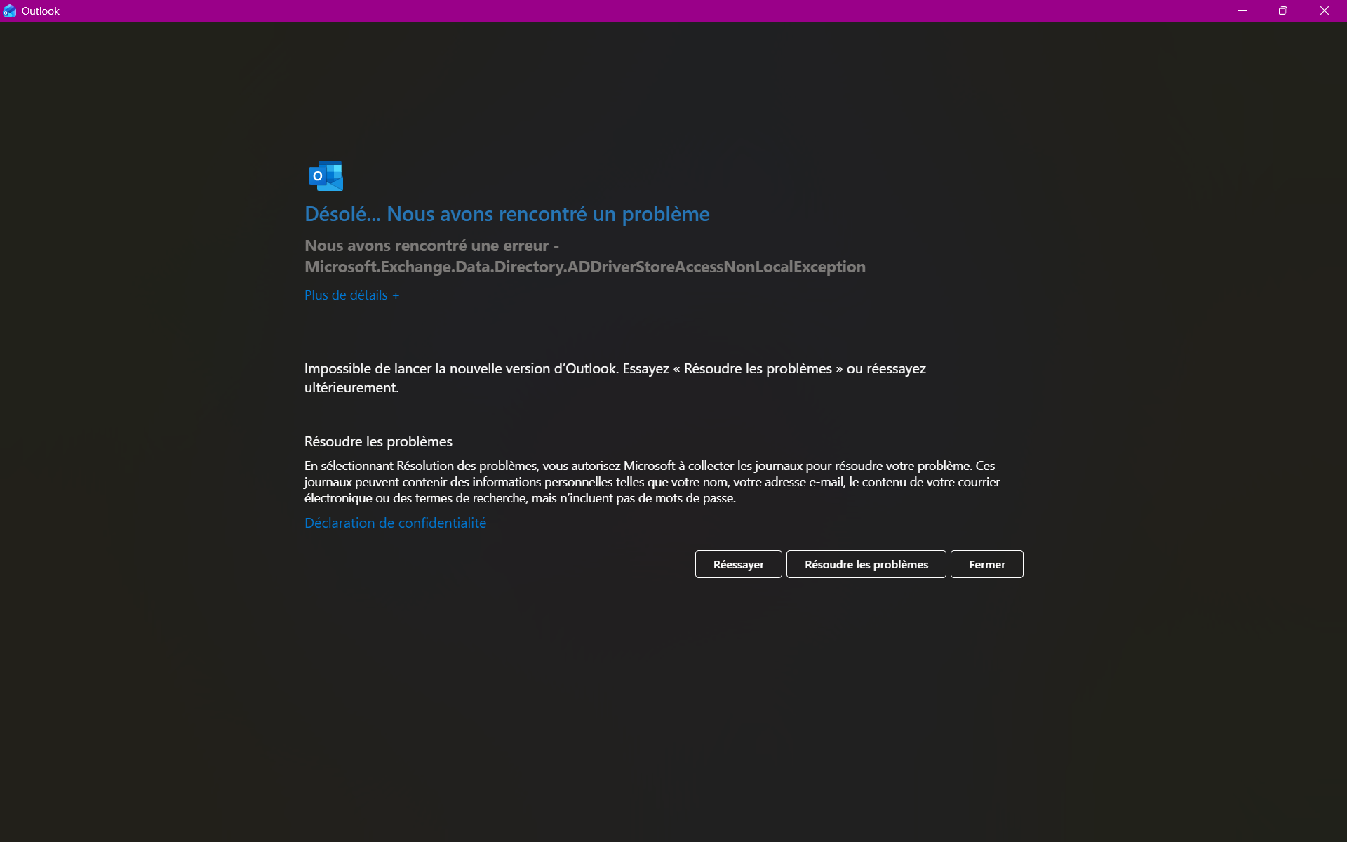 Problème nouveau Outlook - Microsoft Q&A