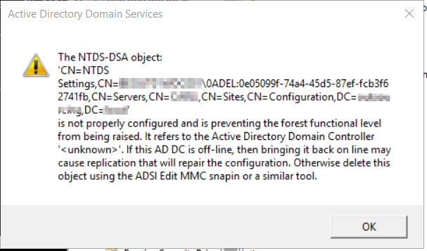 Metada cleanup error after manually Removing A Domain Controller Server ...