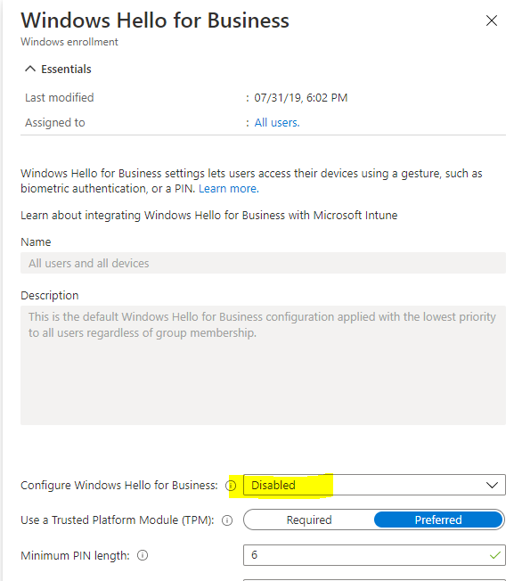 How to disable Windows Hello for Business for AAD Joined Devices ... How to disable Windows Hello for Business for AAD Joined Devices ...