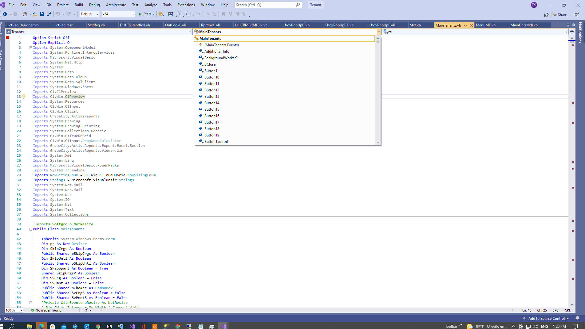 Can no longer select an item from the menu in Design of the codes ...