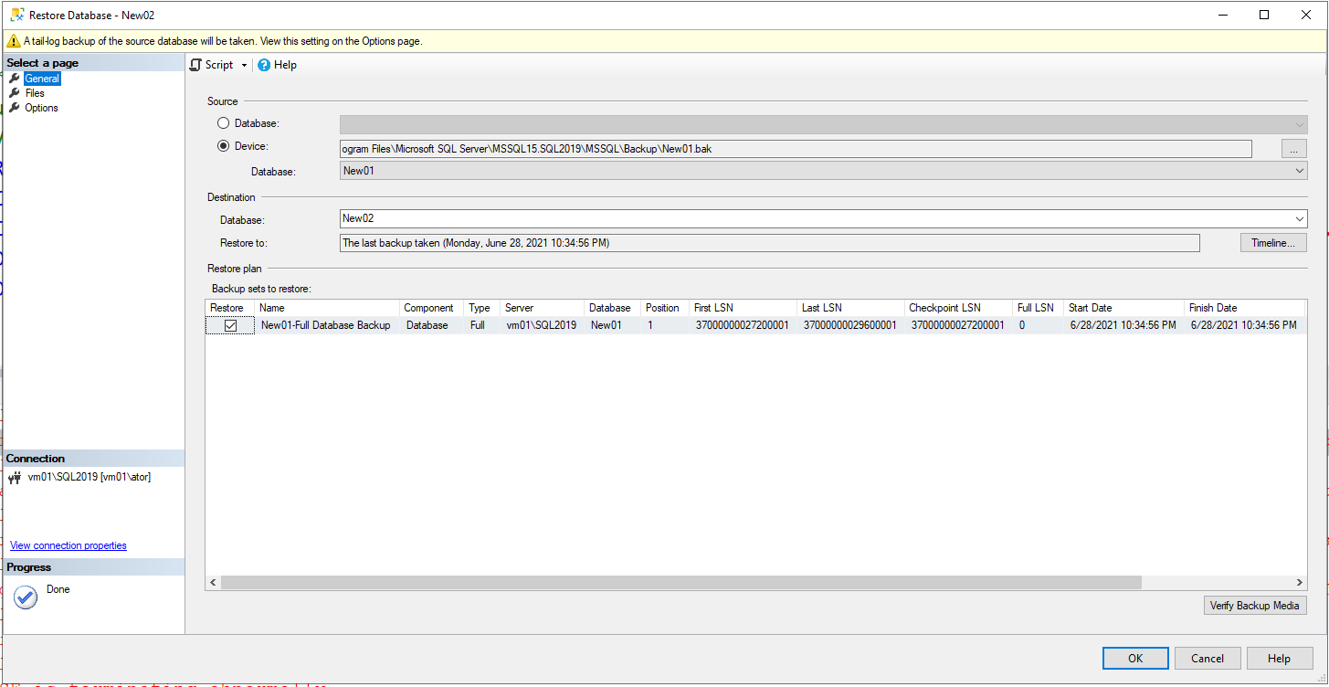 Rstore Tail Log Backups To Create A Database Copy Microsoft Qanda 8752