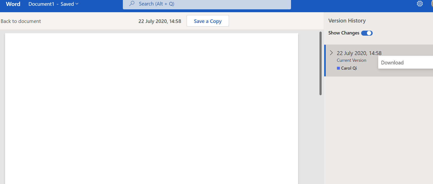Can you see previously tracked changes in Office 365 Word Online - Microsoft Q&A