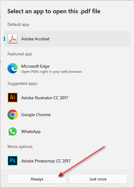 option to set default program for opening pdf files does not appear - Microsoft Q&A