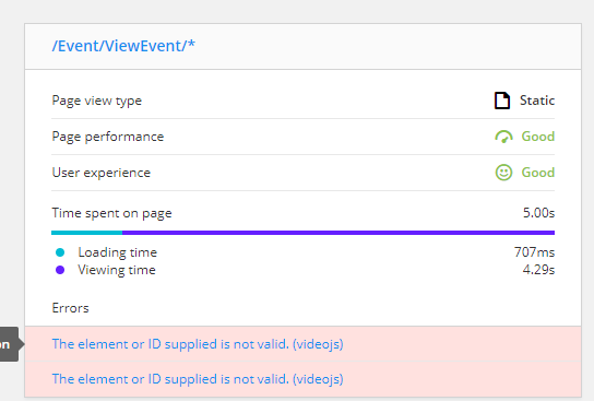 I´m getting "The element or ID supplied is not valid. (videojs ...
