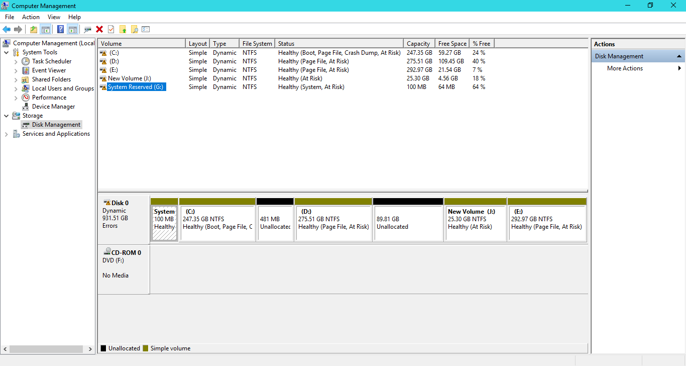 Hard Disk Partition "At Risk" Error - Microsoft Q&A