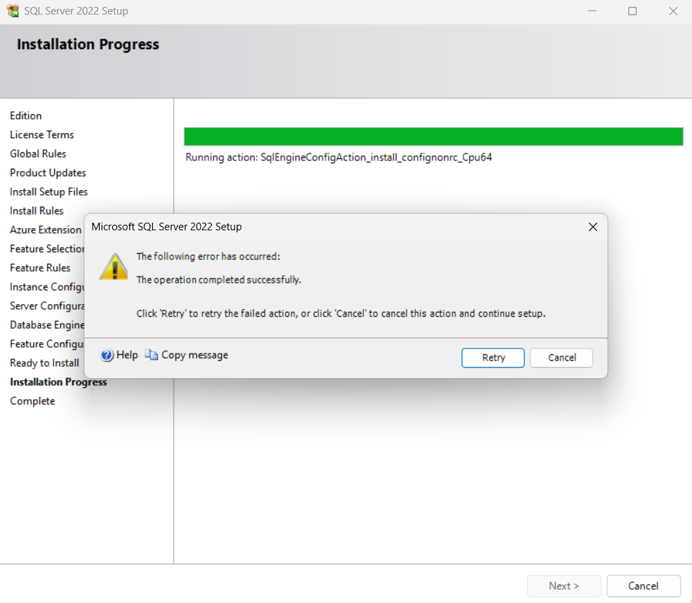 Trying to install SQL Server 2022 Developer edition on new Windows 11 Machine - Microsoft Q&A