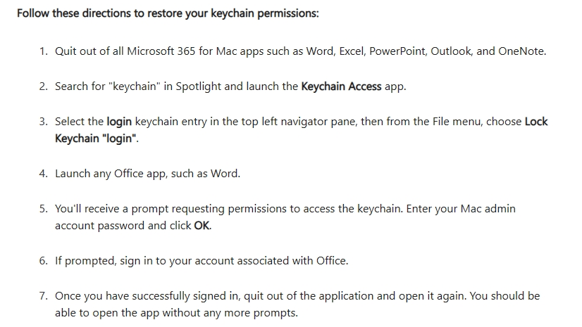 Microsoft outlook keeps asking for login keychain password on my MAC ...