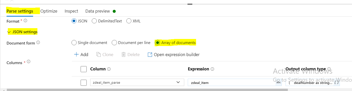 Adf Data Flows Flatten Nested Json Array Values Are Being Populated As Null Microsoft Qanda
