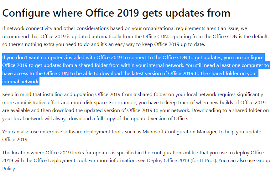 Office 2019 Updates on an Air Gap System - Microsoft Q&A