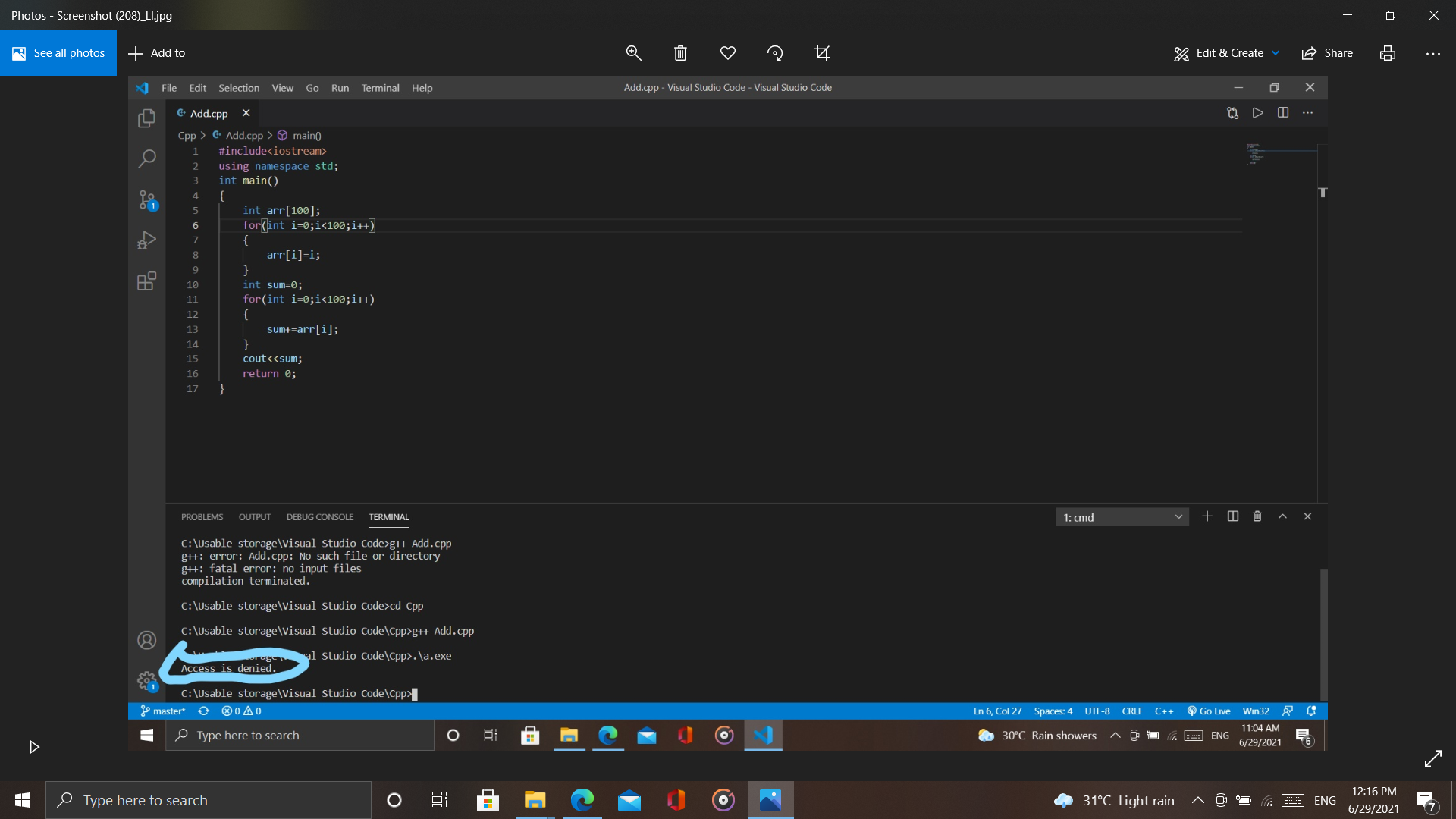 Access Denied while running C++ code in Visual Studio Code - Microsoft Q&A Access Denied while running C++ code in Visual Studio Code - Microsoft Q&A