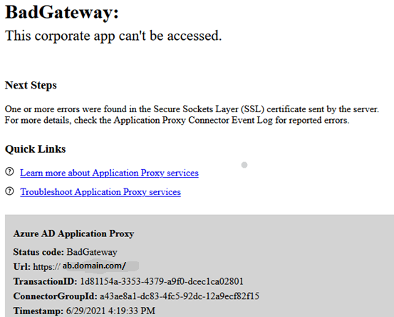 Azure Ad Application Proxy Connector Ssl Errors Microsoft Qanda 7041