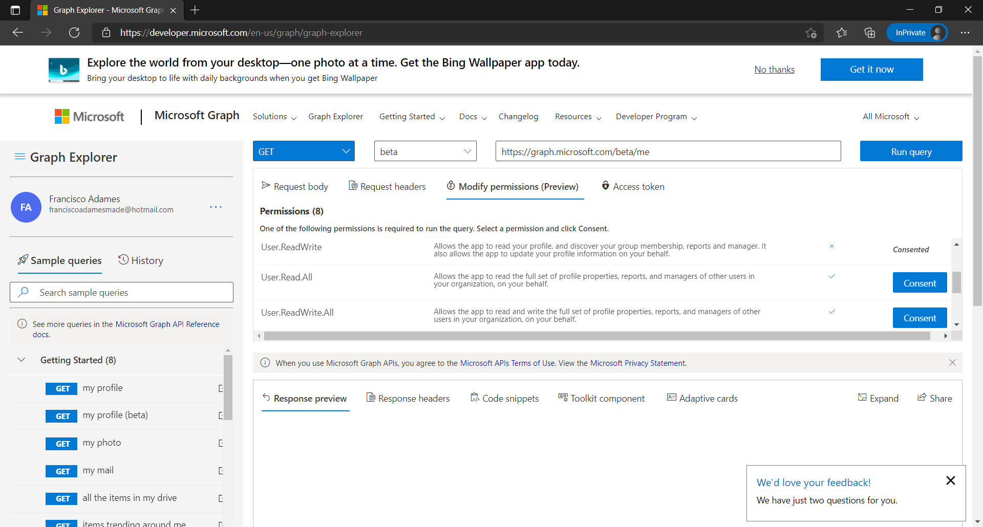 Graph explorer - Directory.read.all consent screen dissapears - Microsoft Q&A
