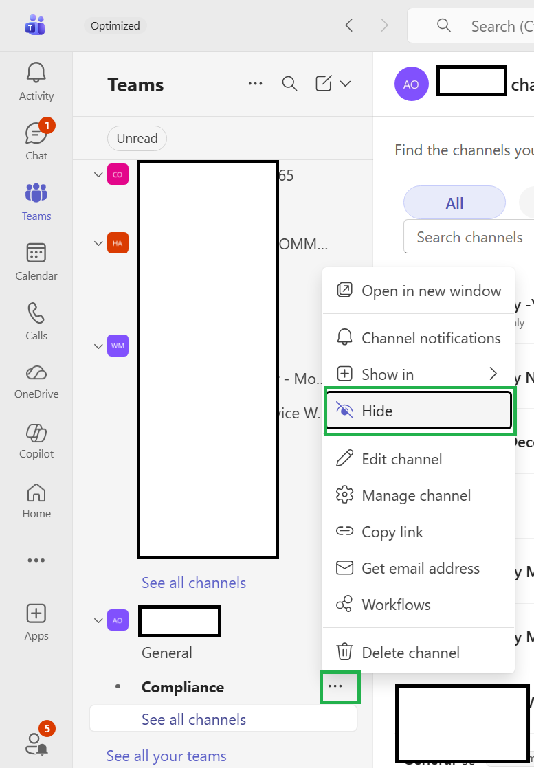 Teams Channel hide - Microsoft Q&A