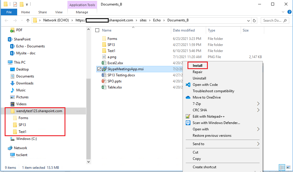Installing an MSI from a mapped 365 SharePoint drive - Microsoft Q&A