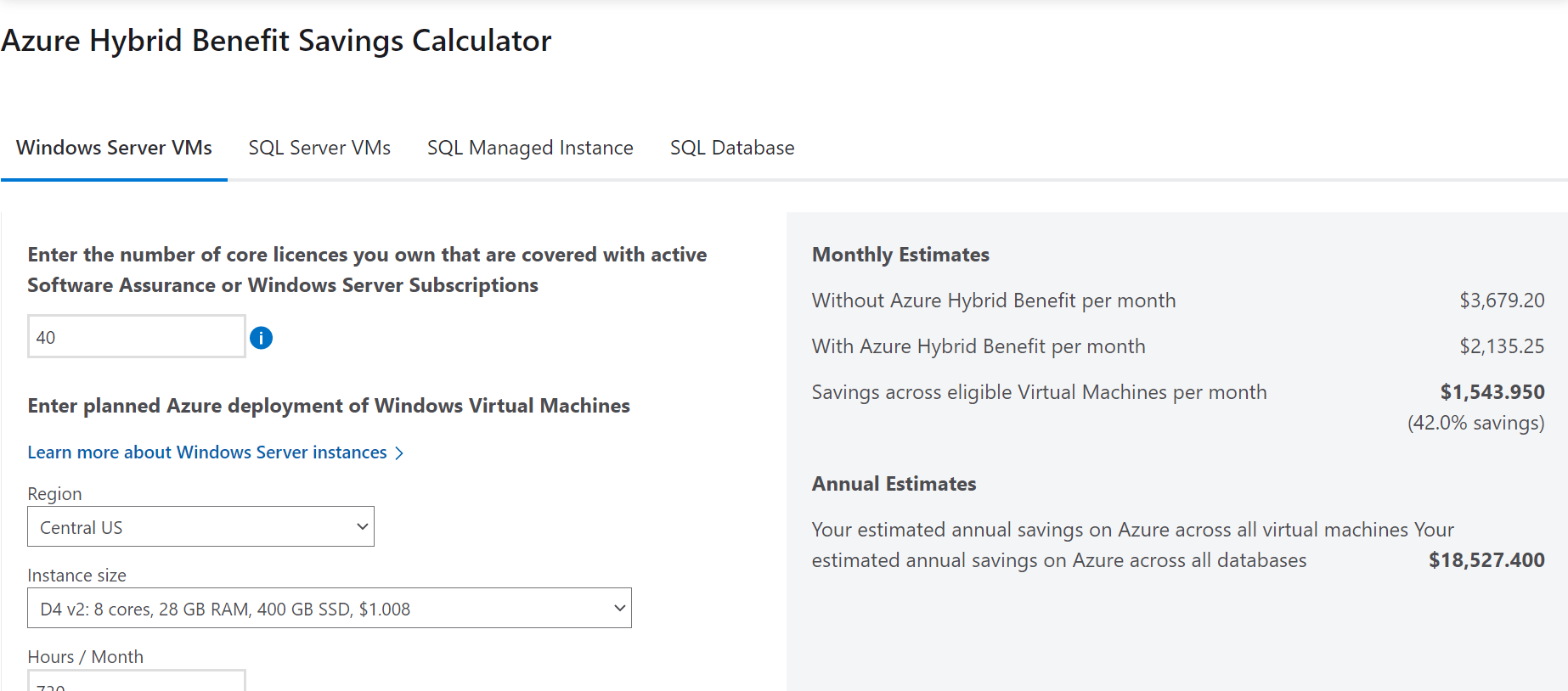 Can use Azure Virtual machine hybrid benefits + SQL server web edition ...