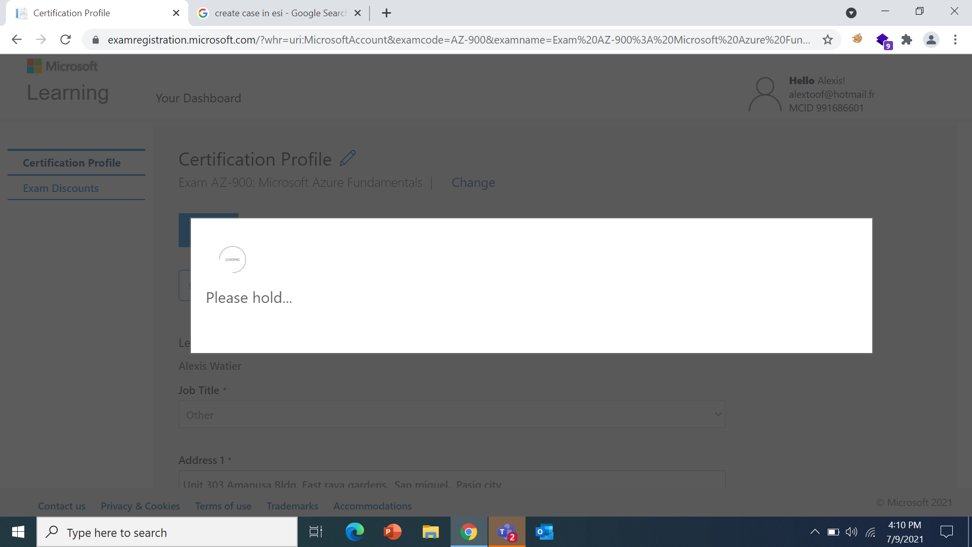Bug in Scheduling exam - other user name and email is registered to my ...