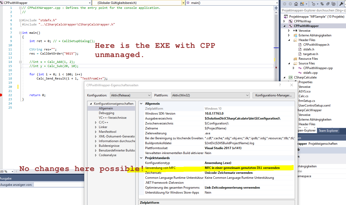 C++, MFC with C++ Wrapper CLI and C#DLL - Microsoft Q&A