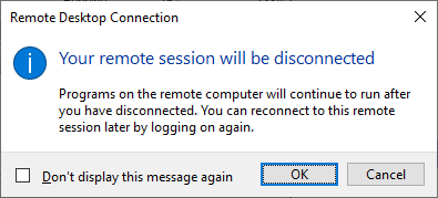 How to stop target computer log off when using MS Remote Desktop ...