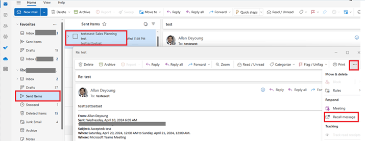 How can I recall message for meeting invite sent by others? - Microsoft Q&A