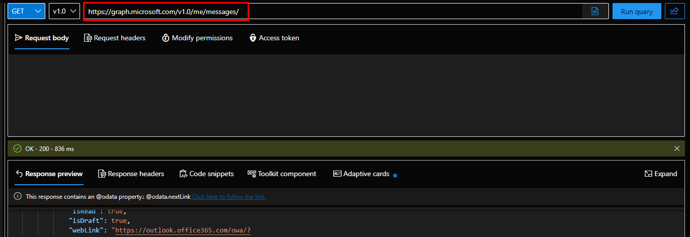 The Weblink Returned By Graph Api Does Not Load In Mobile Microsoft Qanda 5205