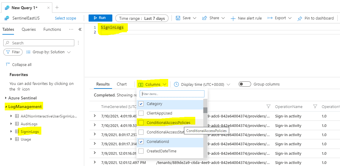 Kusto query on SigninLogs table to get CAPs - Microsoft Q&A