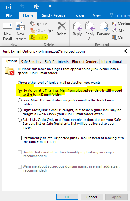 No emails coming to INBOX, just to the Junk file. What is the problem ...