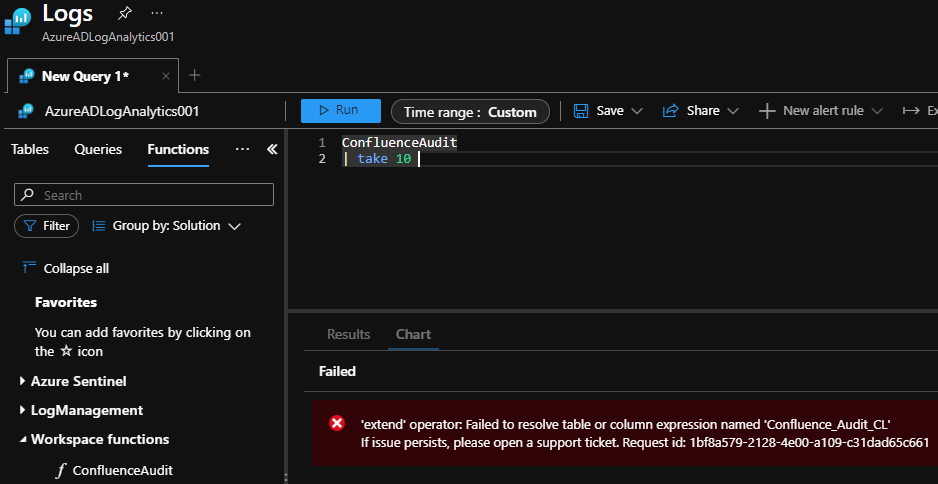 Unable To Run Kusto Function Confluenceaudit Microsoft Qanda