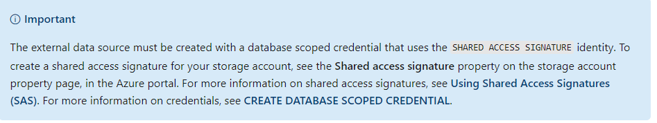 SQL Azure External table using Azue blob storage - Microsoft Q&A