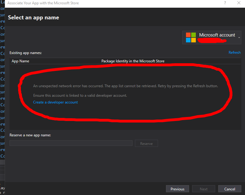 Can't associate microsoft store package via visual studio - Microsoft Q&A