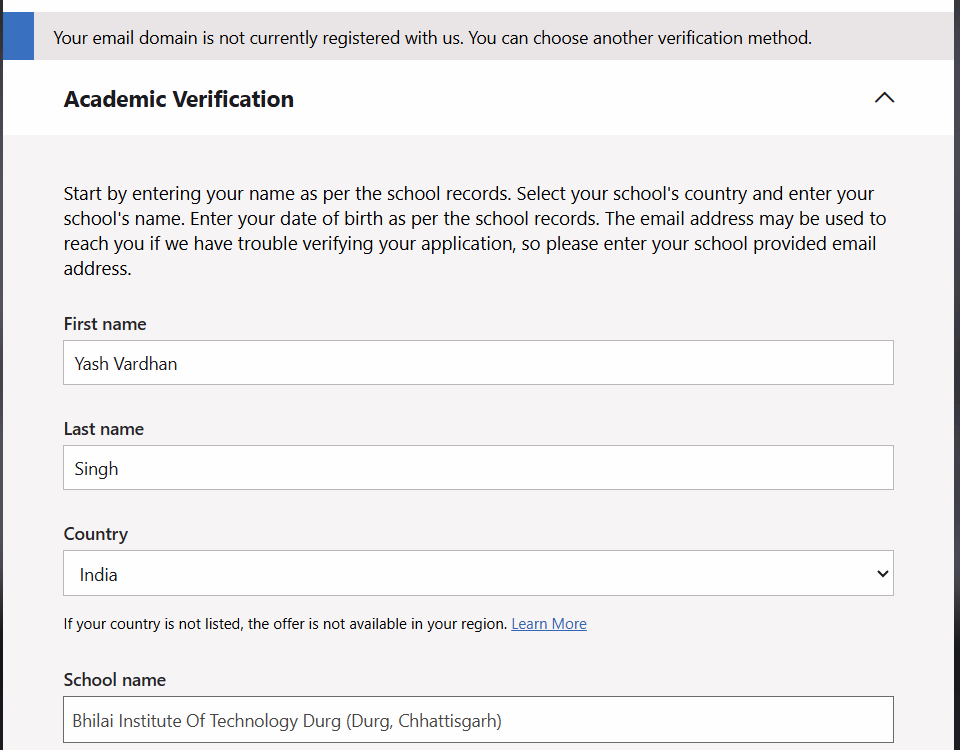 how verify my student status other that using my school's email ...