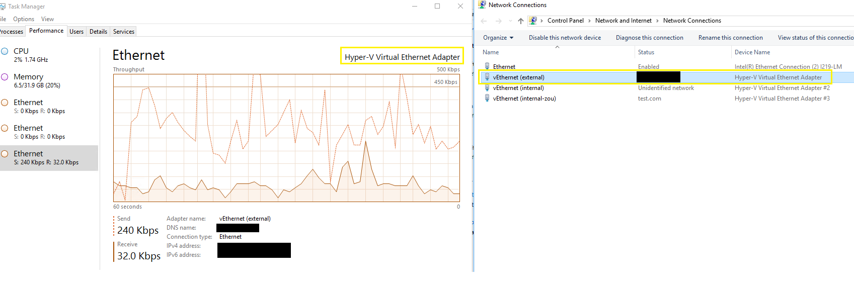 Hyper V host network adapter is limited to 100Mb but guests run at 1Gb ...