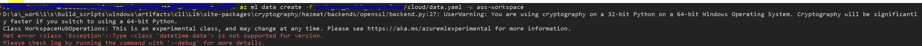 Error with az ml data create - Microsoft Q&A