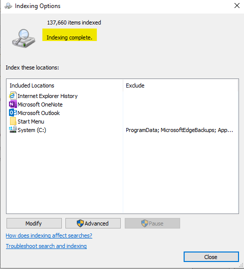 Indexing on Outlook 365 is not working - Microsoft Q&A
