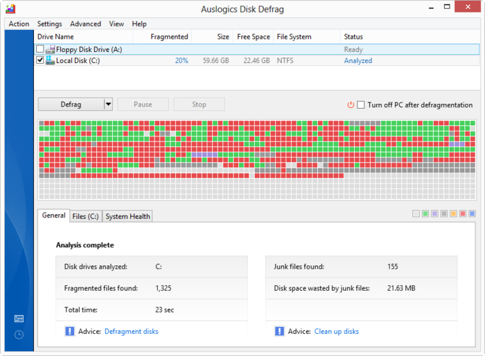 Windows 98 Auslogic Defrag window (blocks) for Window 7 - Microsoft Q&A