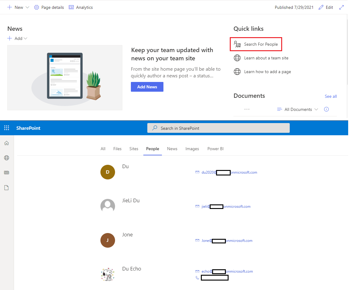 SharePoint Online People Search - Microsoft Q&A