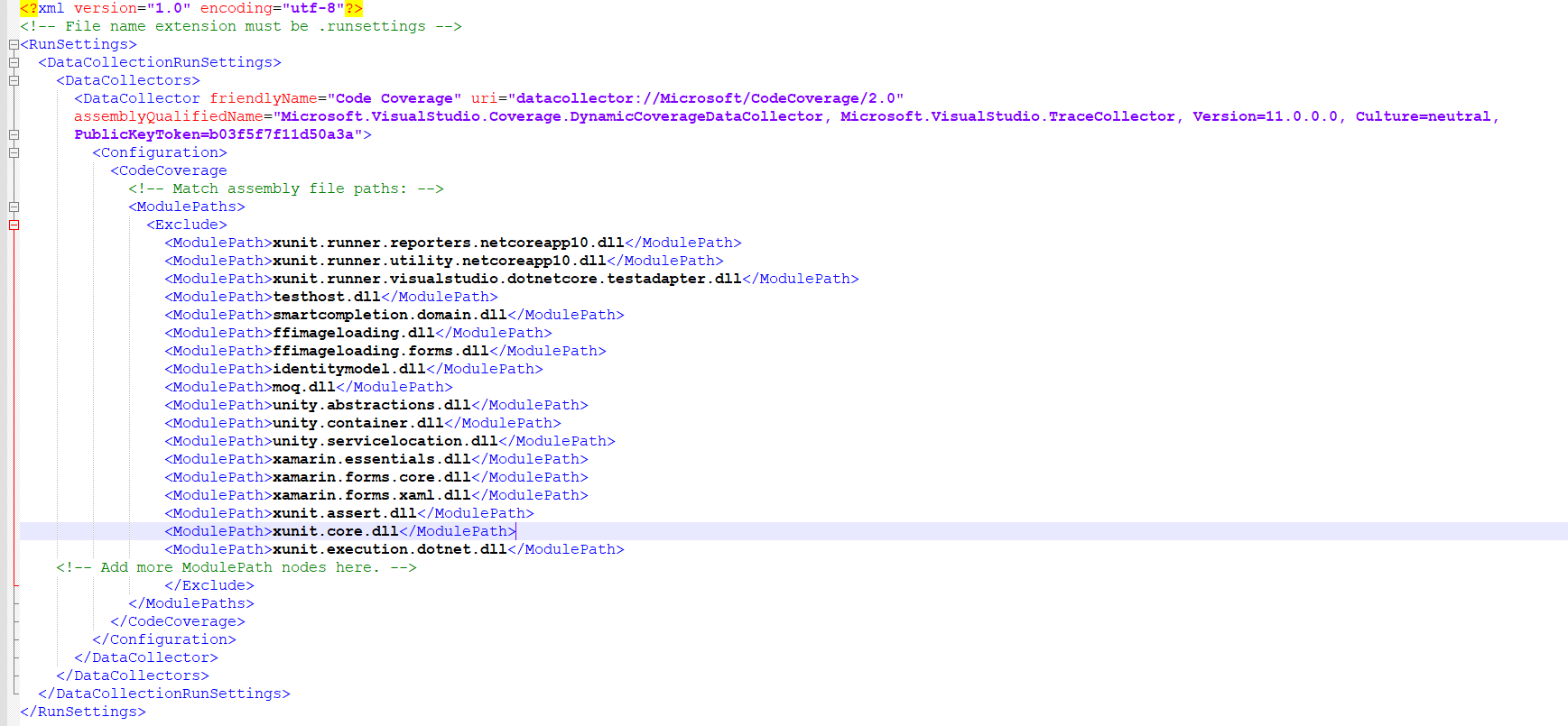 Exclude Section In Runsettings File Being Ignored In Azure Pilepine