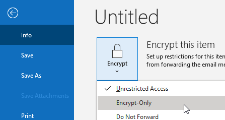Outlook: Encrypt option missing from Options in new email window ...