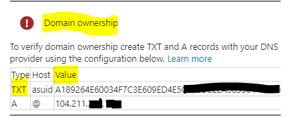 Custom Domain Ownership is not Validated on Azure portal - Microsoft Q&A