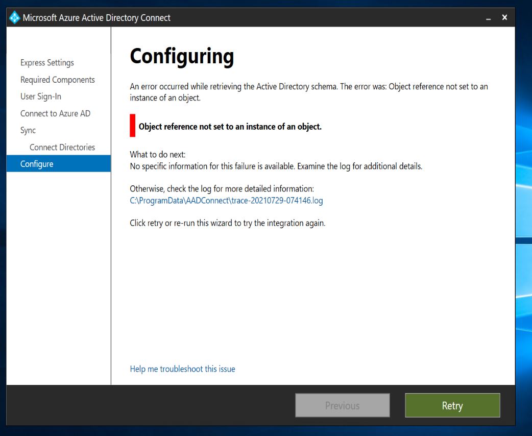 Error while Installing the Azure AD connect 2.0.3.0 Getting Error as ... Error while Installing the Azure AD connect 2.0.3.0 Getting Error as ...