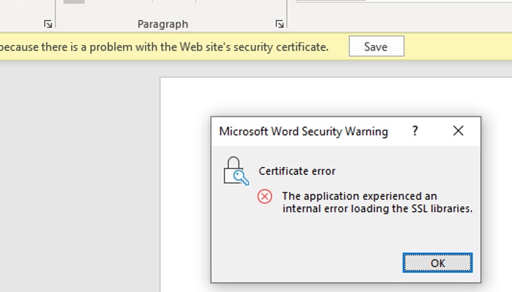 Office 365 Desktop Apps error when trying to load/save files from Onedrive/Sharepoint ...