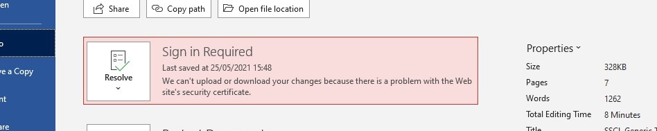 Office 365 Desktop Apps error when trying to load/save files from Onedrive/Sharepoint ...